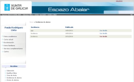 Incidencias do alumno - espazoAbalar | O Espazo Abalar e Xade