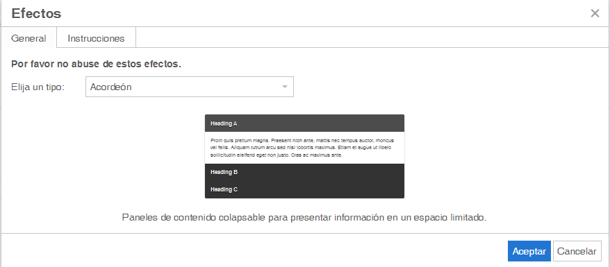 Efectos FX: acordeón | eXeLearning 2.5. Tutorial - Manual