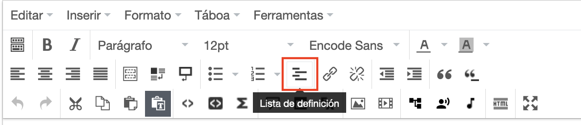Lista de definicións | Edición básica en eXeLearning